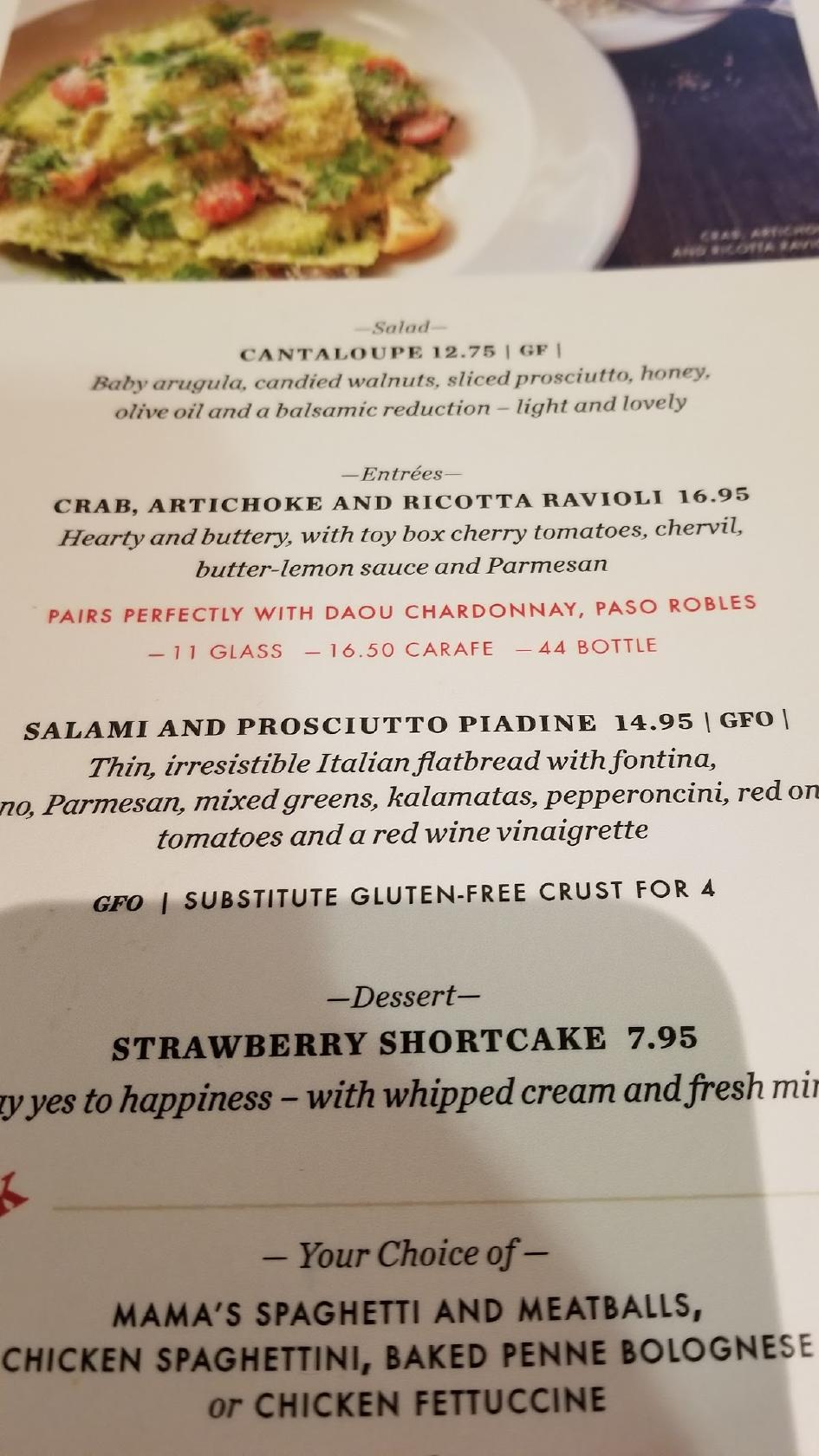Menu at Tomatina pizzeria, Alameda