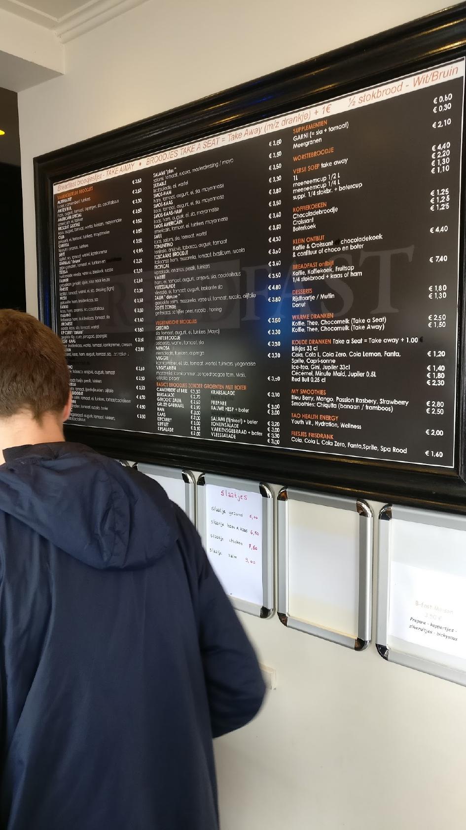 Menu at Breadfast, Ghent