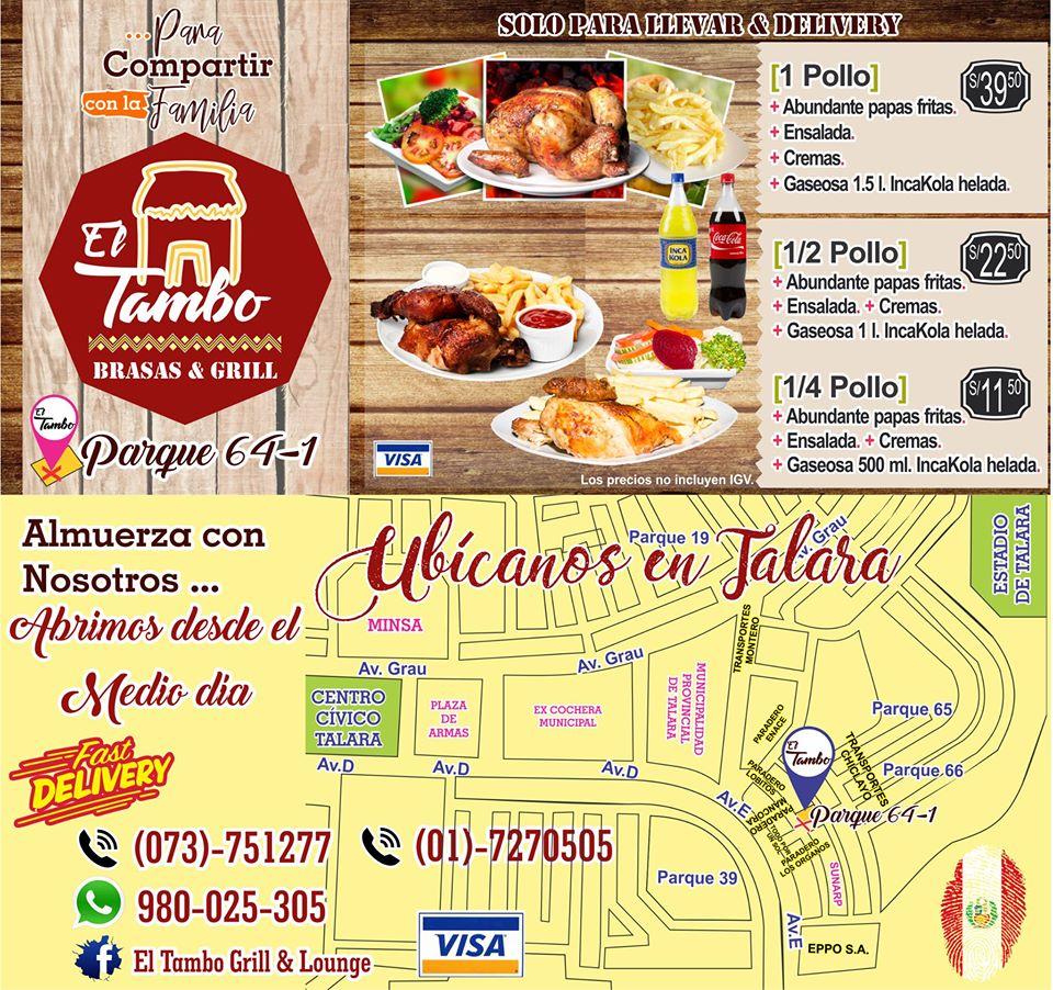 Menu at El Tambo Brasas &Grill restaurant, Talara