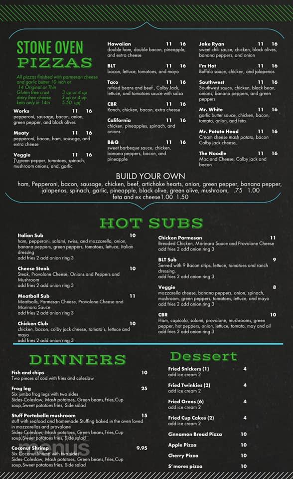 Menu at Frog Leg Inn pizzeria, Erie