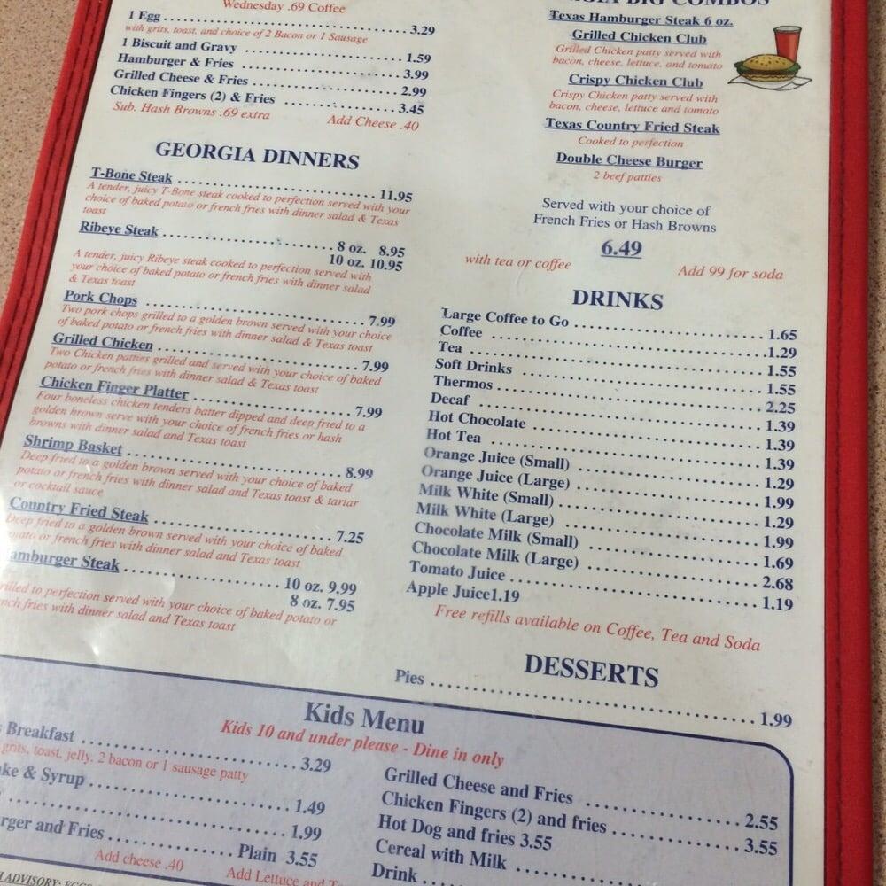 Menu at Georgia Express Diner restaurant, Tallapoosa
