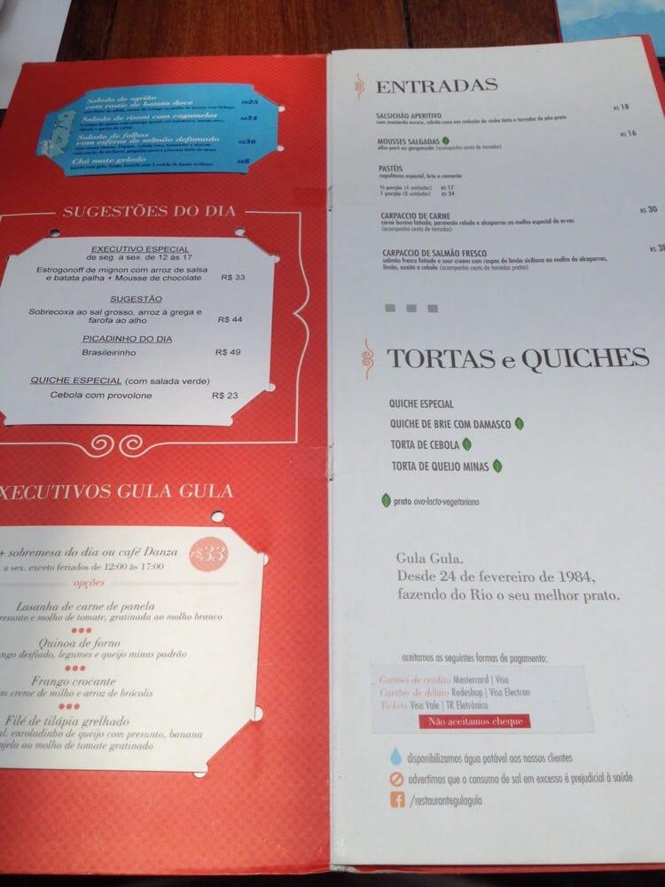 Menu em Gula Gula restaurante, Rio de Janeiro, Shopping Rio Sul - Rua ...