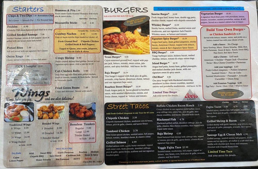 Menu at Ike's Place Bar & Grill, Abilene