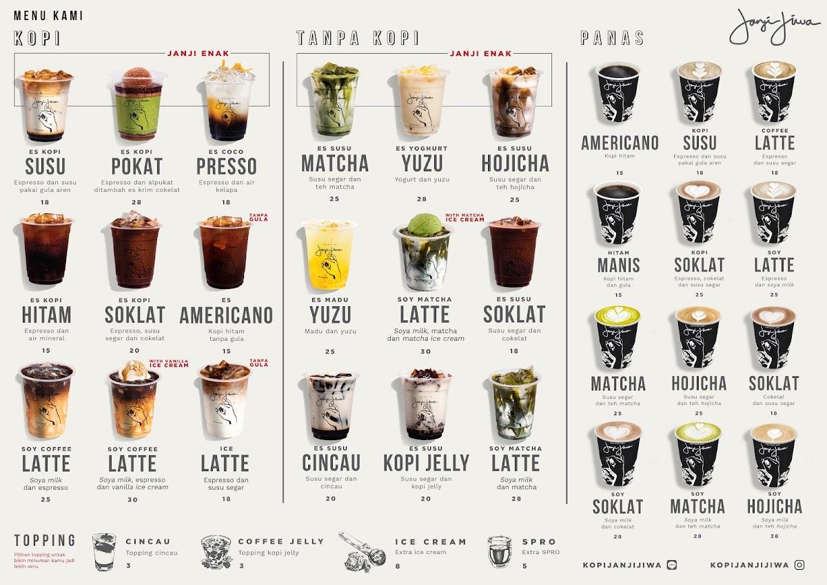 Menu at Kopi Janji Jiwa Koja Trade Mall, North Jakarta