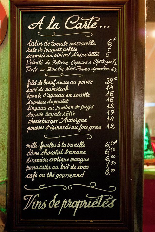 Menu at Le Troquet restaurant, Paris, 36 rue de Clignancourt
