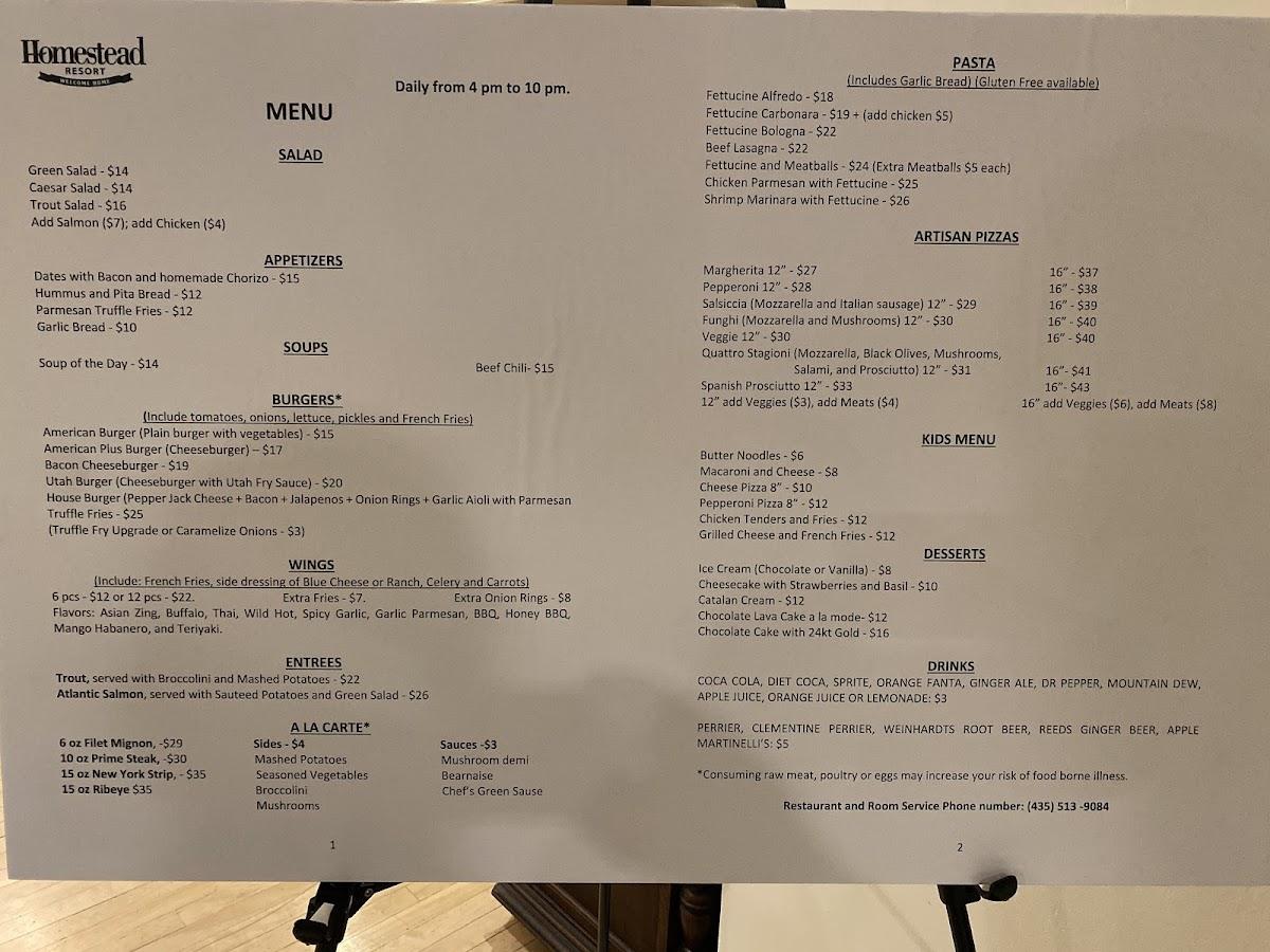 Menu at Simon's Restaurant, Midway