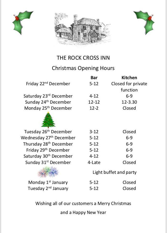 Menu at The Rock Cross Inn pub & bar, Bewdley, Rock Village Porchbrook Road