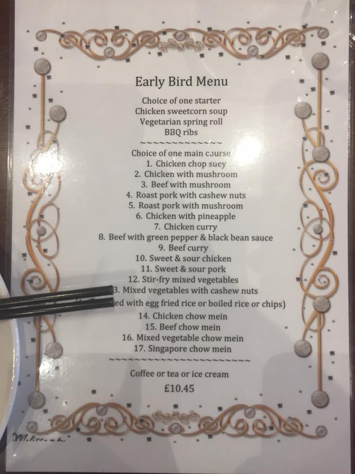 Menu at The Yue Restaurant, Truro