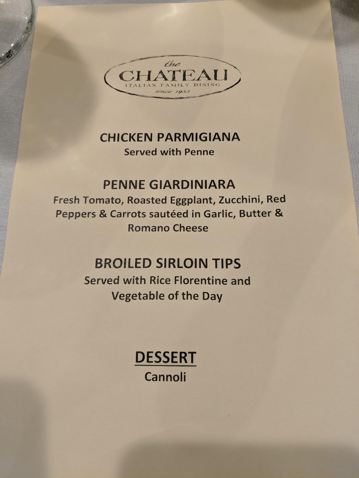 Menu at The Chateau Restaurant Waltham, Waltham, 195 School St