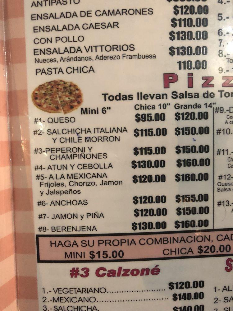 Carta del restaurante VITTORIO'S, Tijuana, C. del la Nieve 203