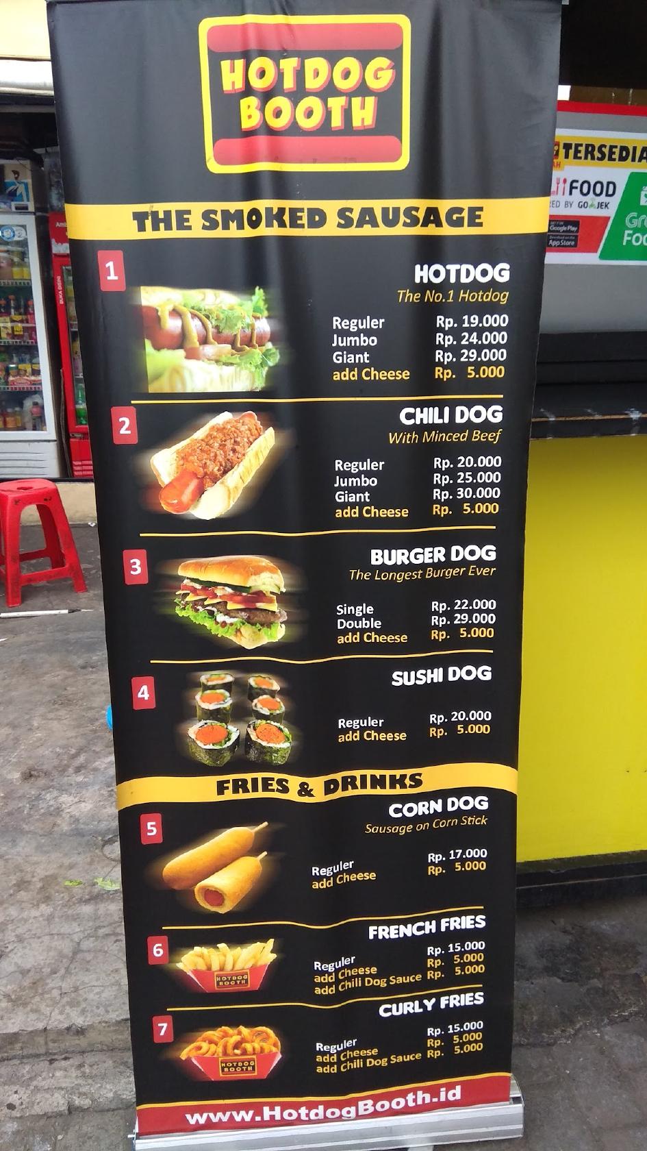 Menu at Hotdog Booth Sarinah, Central Jakarta, Jl. M.H. Thamrin No.11