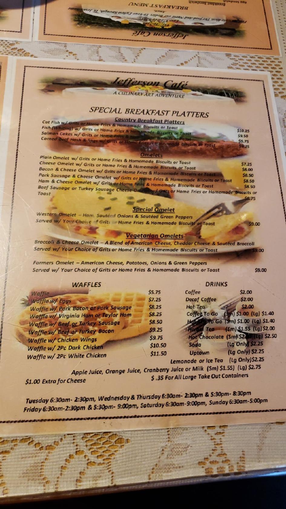 Menu at Jefferson Cafe & Food Market, Montclair