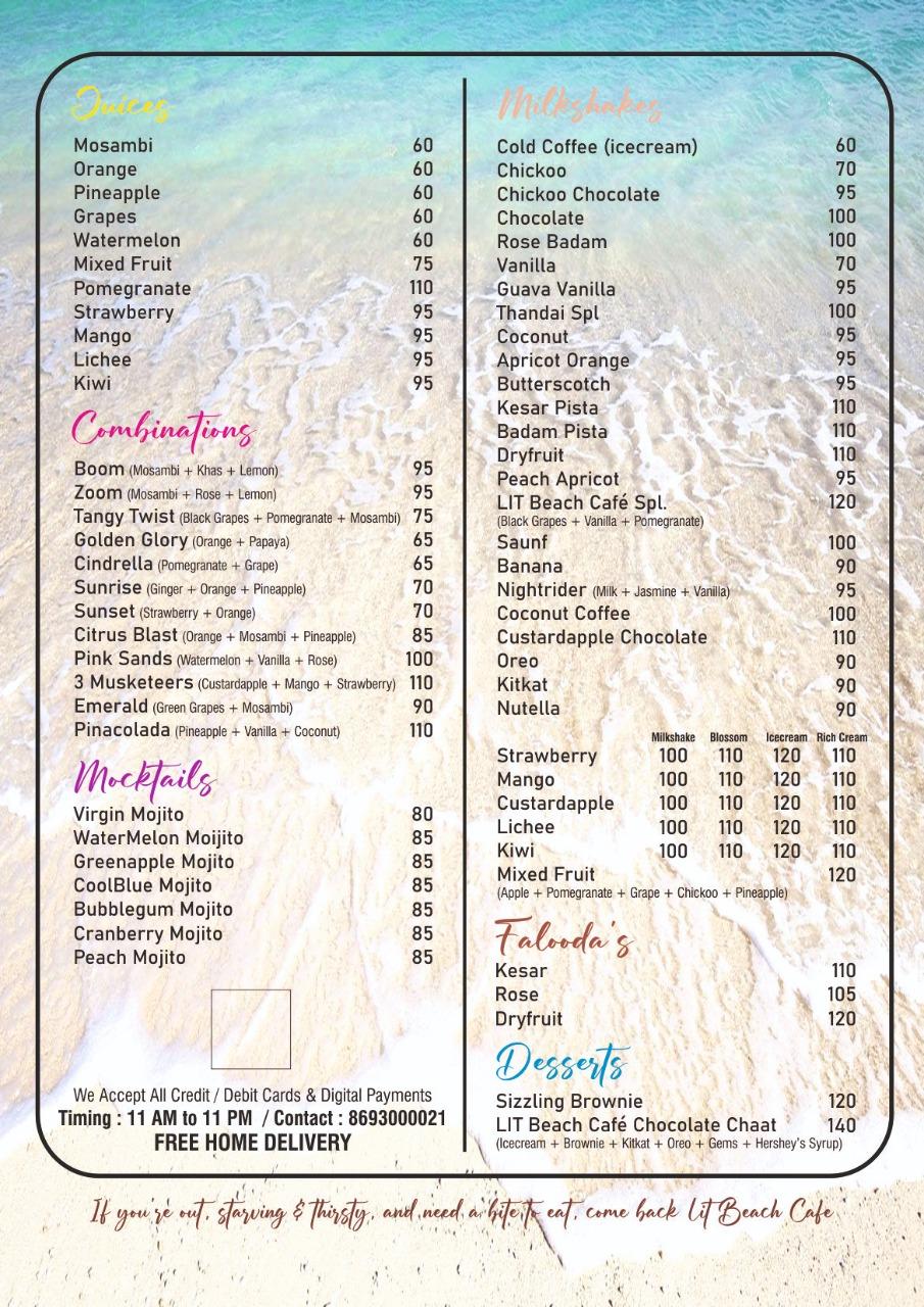 Menu at LIT Beach Cafe, Navi Mumbai