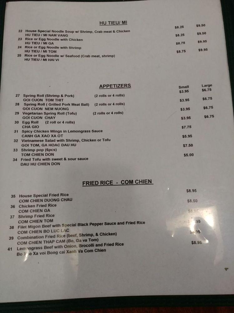 Menu at Pho Vy Restaurant, Bakersfield, 333 Union Ave