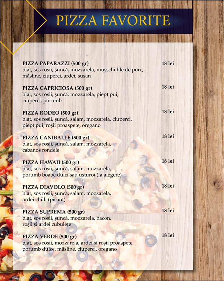 Menu at Pizzeria Paparazzi, Beclean