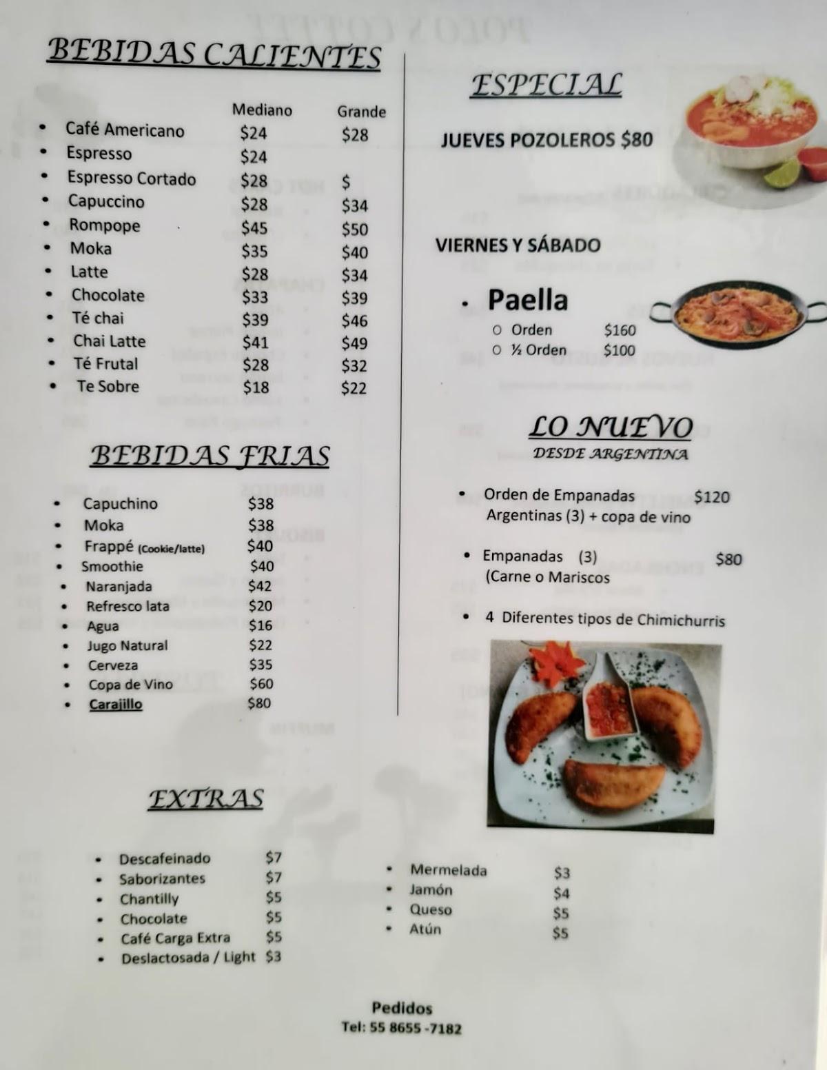 Carta del café Polo's Coffee, Ciudad del México