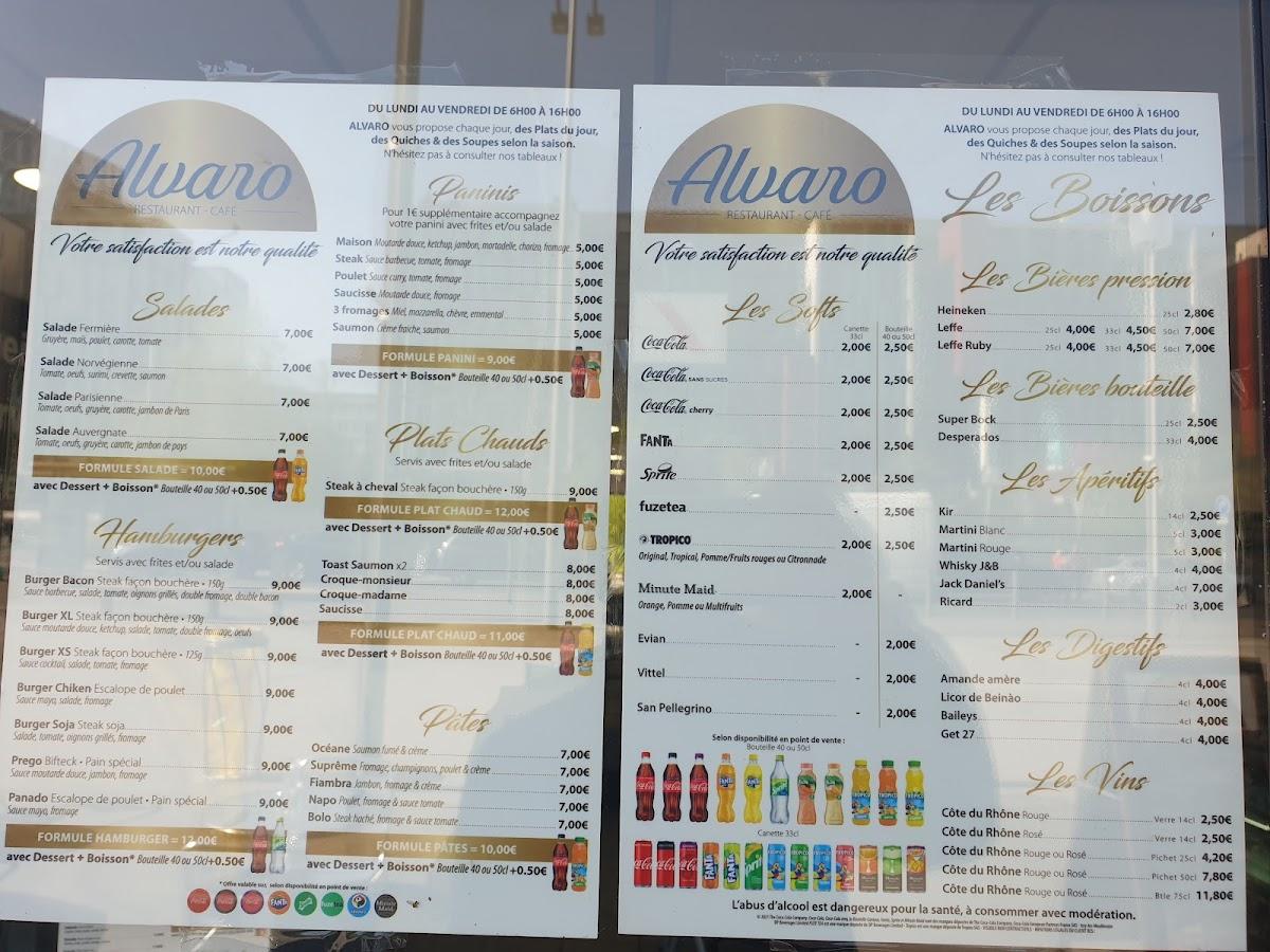 Menu at Restaurant Alvaro, Nanterre