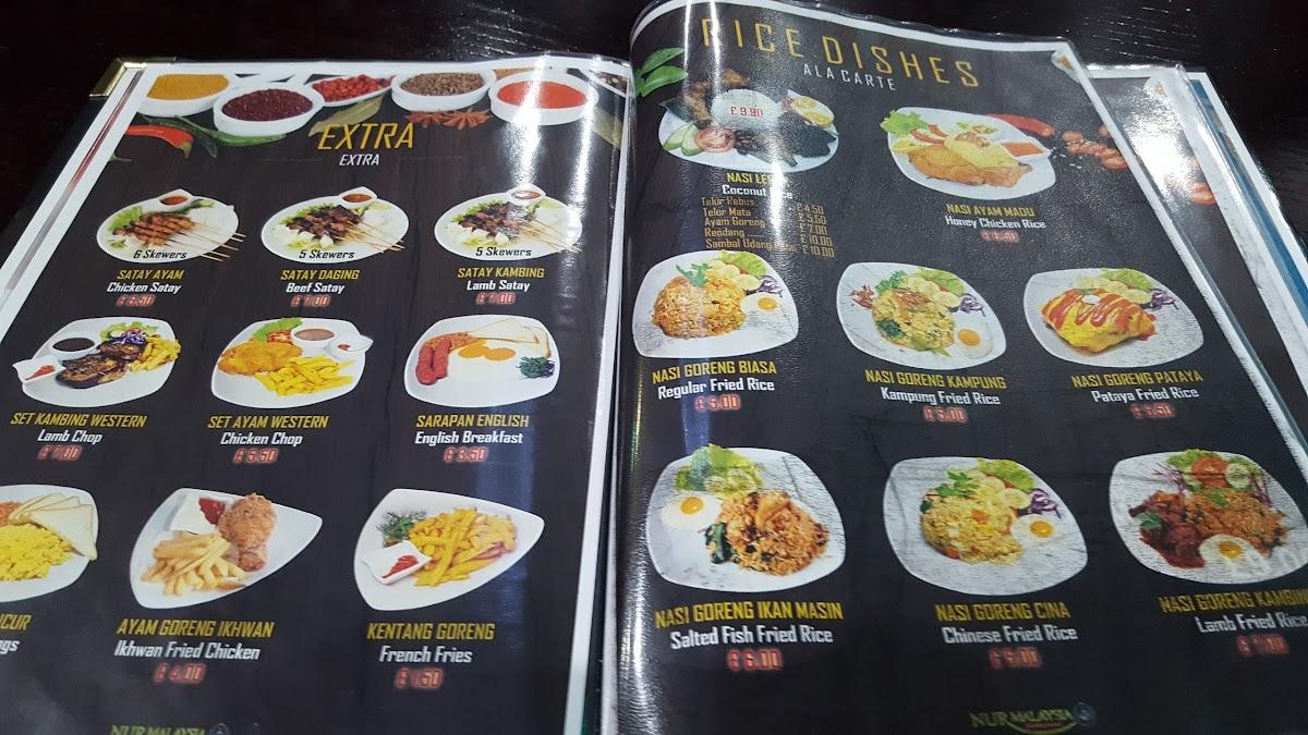 Menu at Restaurant Nur Malaysia Manchester, Manchester