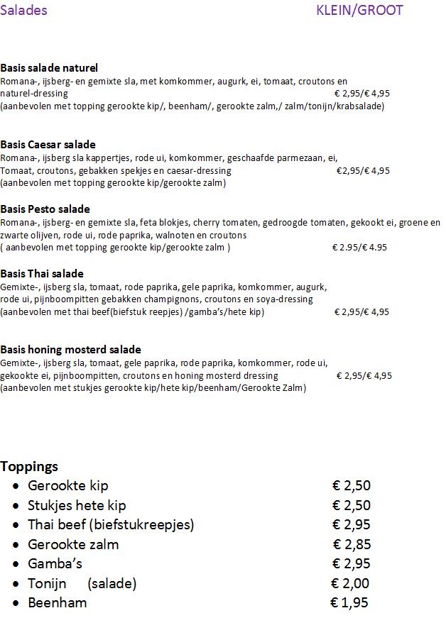 Menu at Cafetaria Kippie, Volendam