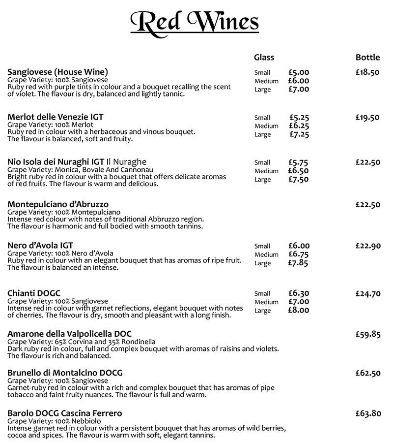 Menu at Il Bacio Theydon Bois restaurant, Epping