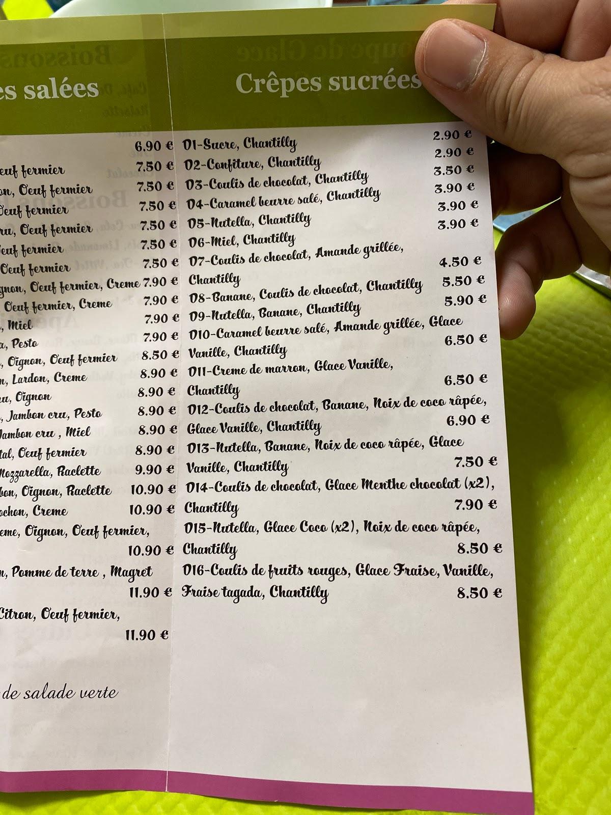 Menu at Ô Bon Accueil restaurant, Prades