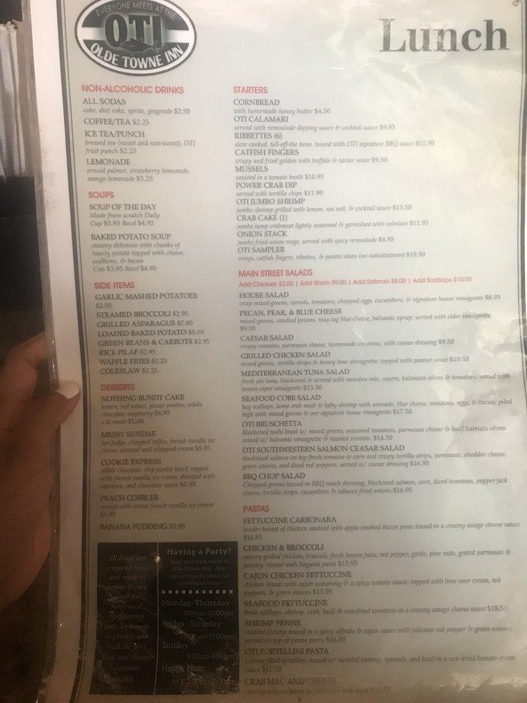 Menu at Olde Towne Inn restaurant, Upper Marlboro