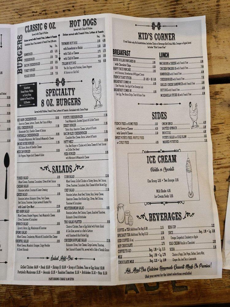 Menu at Red Barn Restaurant, Montville