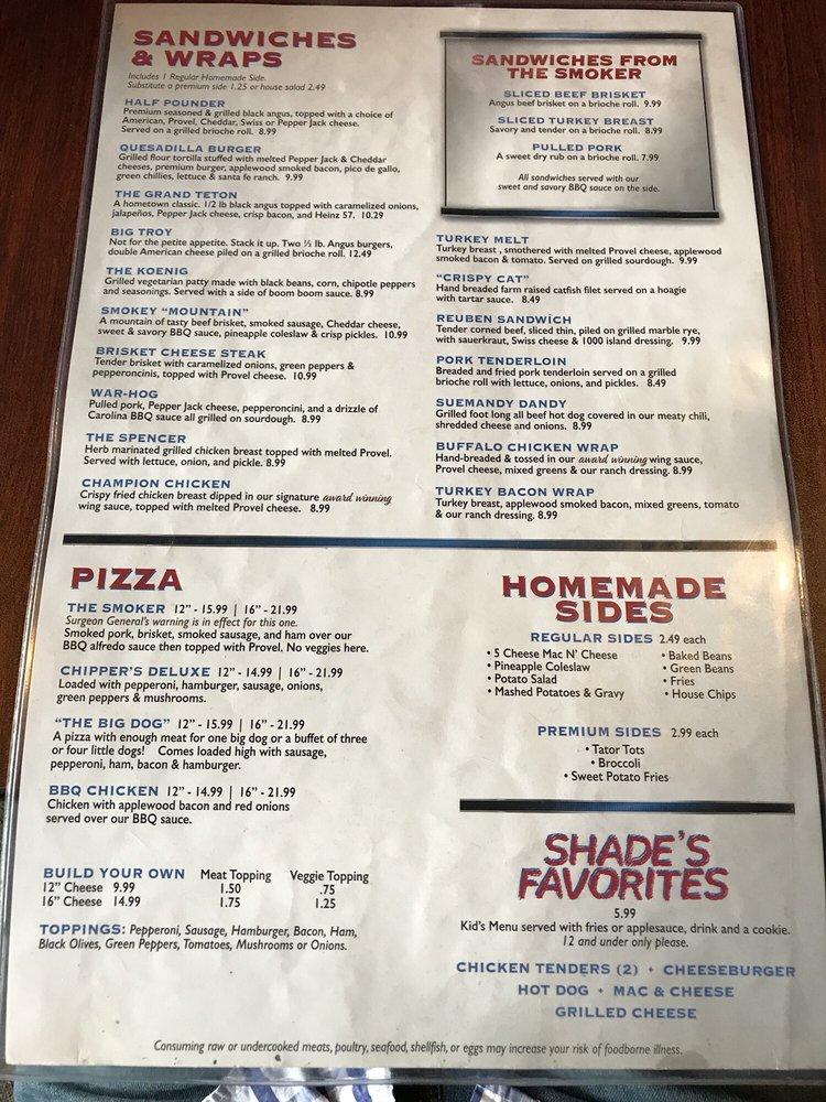 Menu at Coopers American Pub & Grill, St. Peters