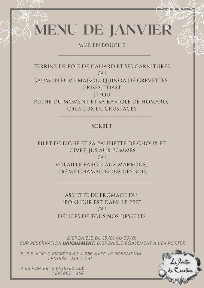 Menu au Le Jardin de Caroline, Blegny