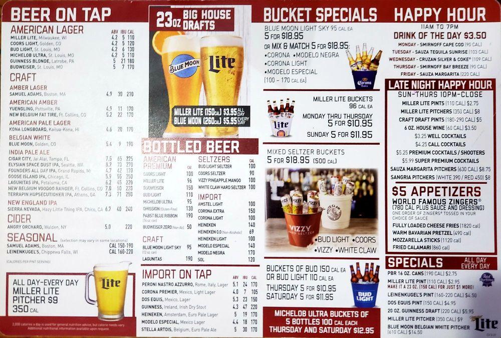 Menu at Miller's Ale House restaurant, Jensen Beach