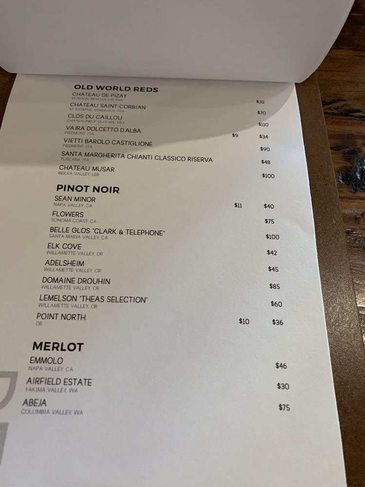 Menu at Trillium Restaurant, Boise