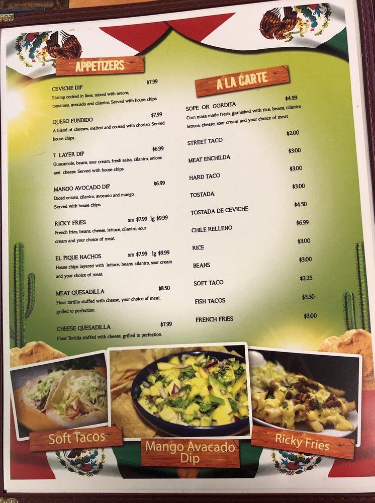 Menu at El Pique Family Restaurant, Dallas