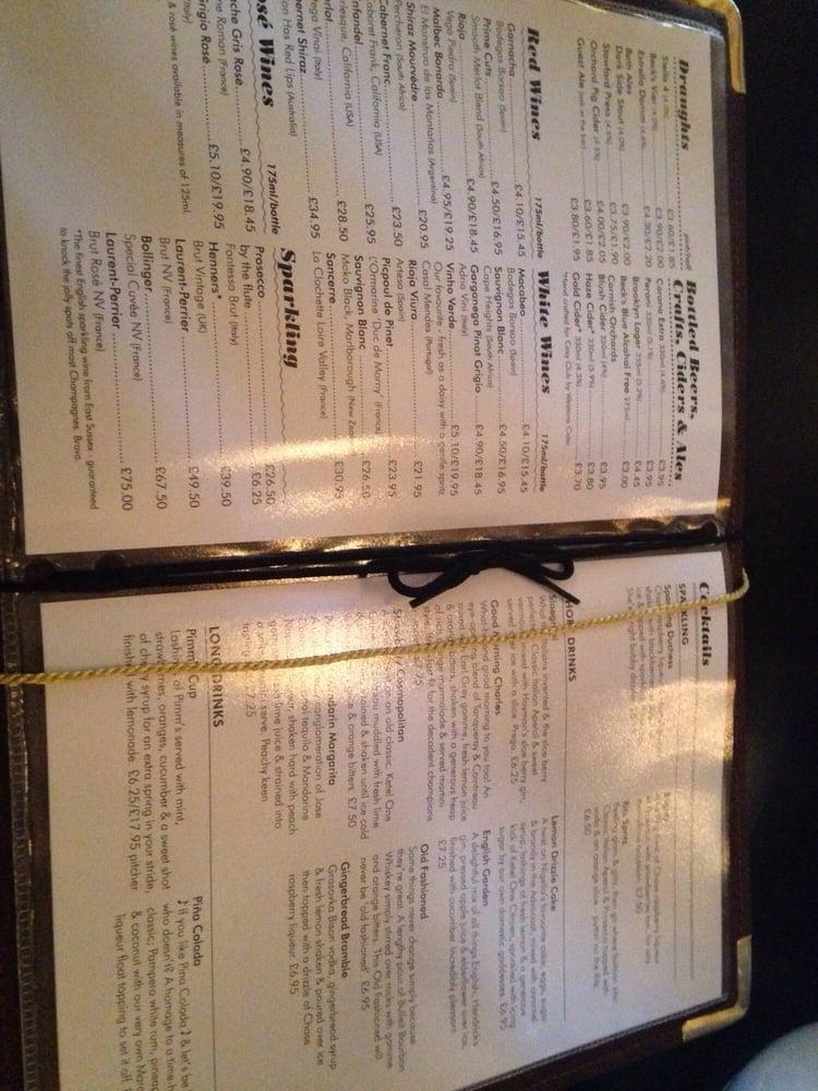 Menu at Cosy Club, Birmingham, 33 Bennetts Hill