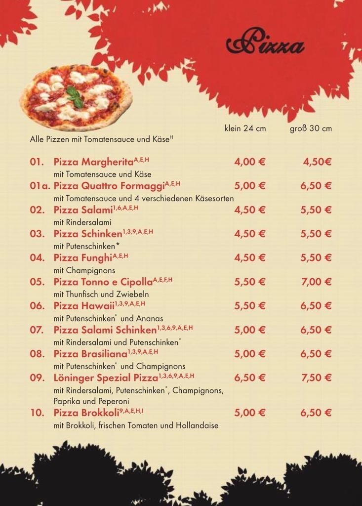 Speisekarte von Mo's Pizzeria, Löningen