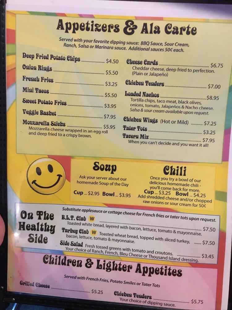 Menu at Smiley's Pub, Lake Tomahawk