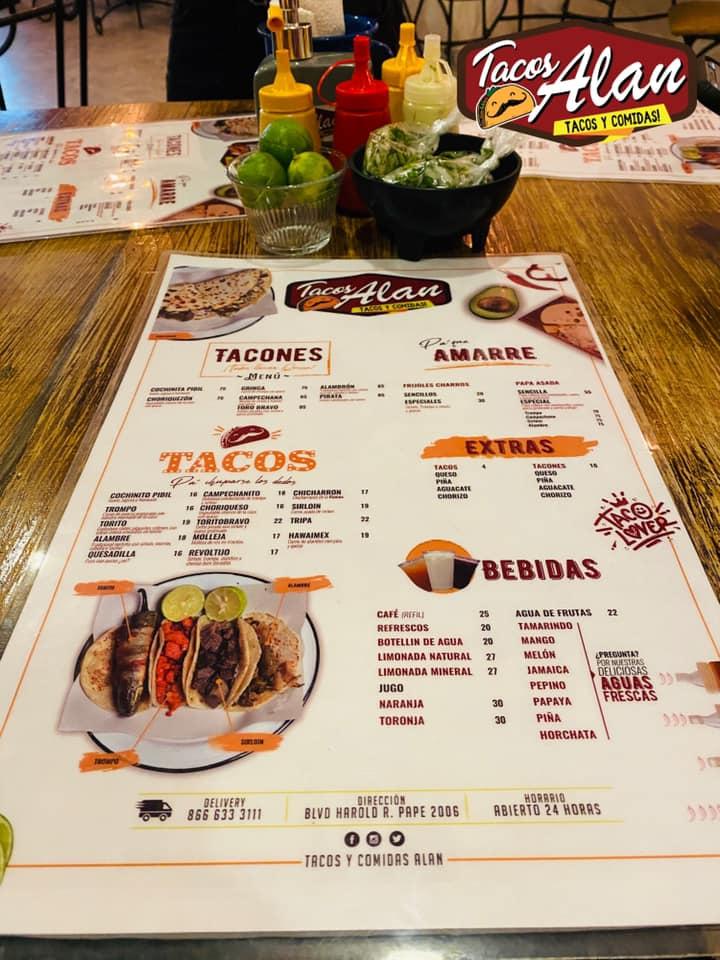 Carta de comida rápida tacos alan, Monclova