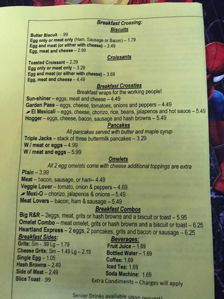 Menu at The Railroad Cafe, Fort Valley