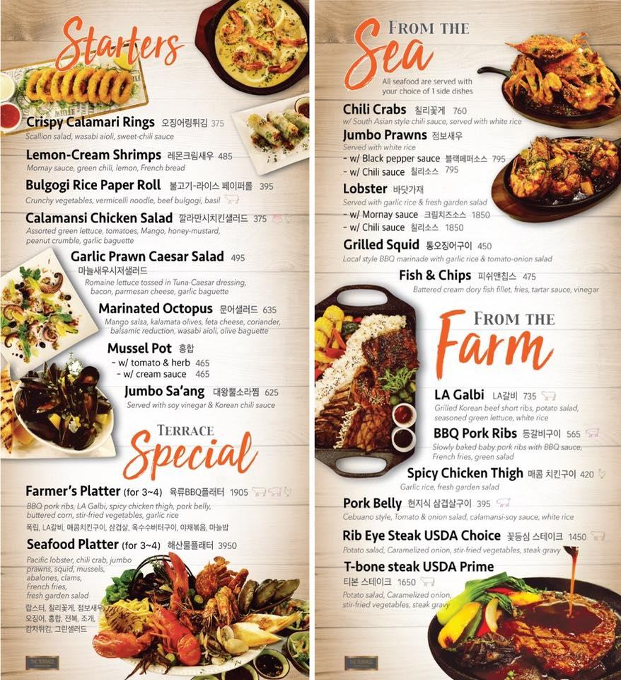 Menu at The Terrace Restaurant & Bar, Lapu-Lapu City