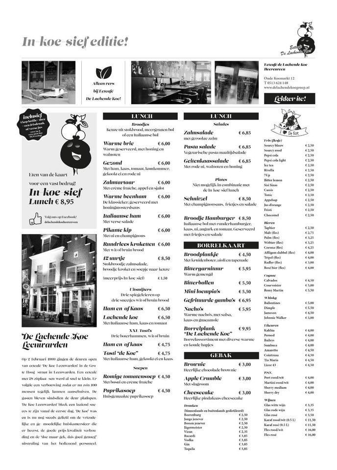 Menu at De Lachende Koe Leeuwarden, Leeuwarden