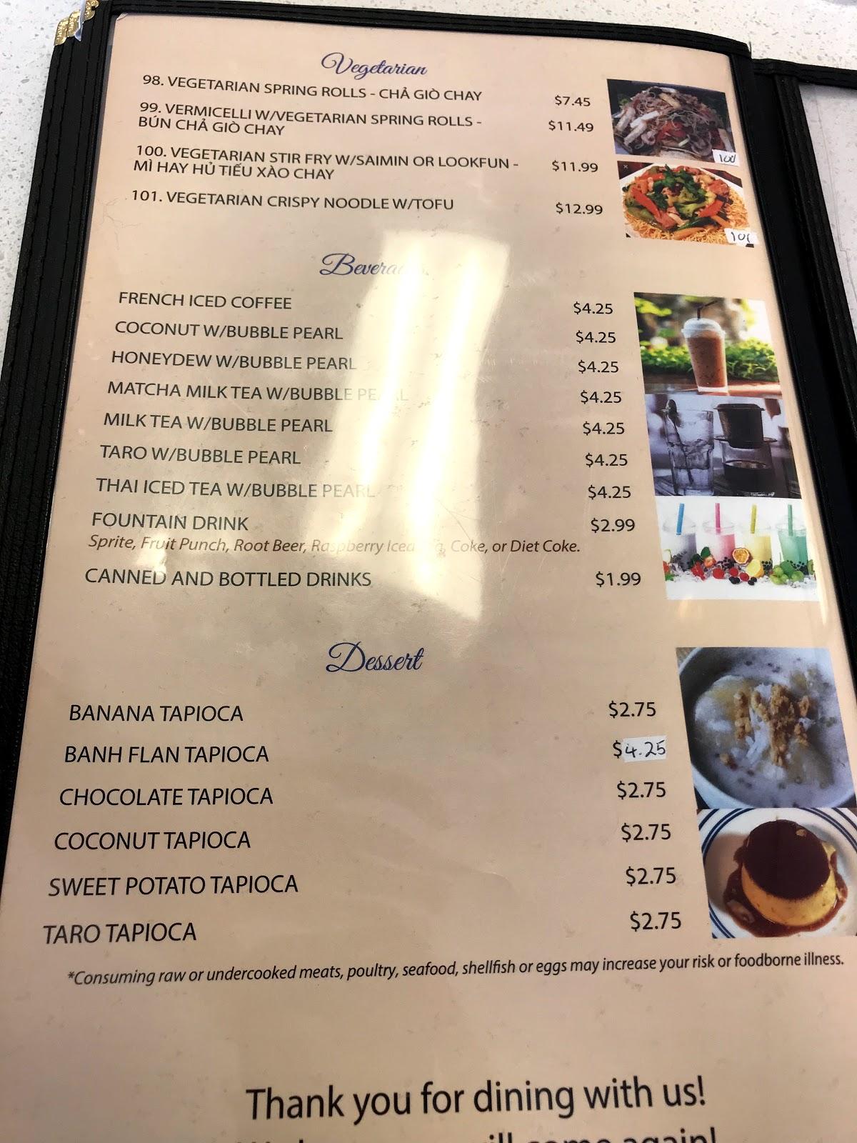Menu at Pho H&H Vietnamese & Japanese Restaurant, Kapolei
