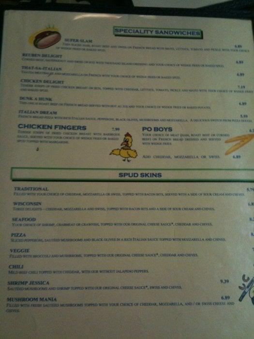 Menu at Spudly's Super Spuds restaurant, Metairie