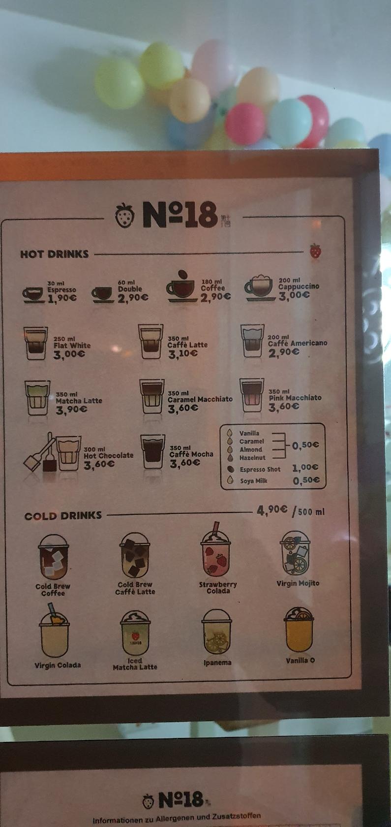 Speisekarte von Cafe Number18, Düsseldorf