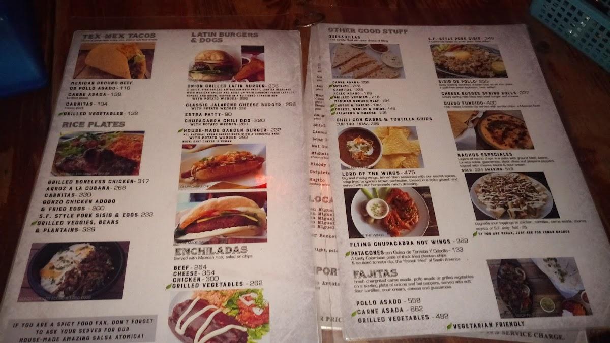 Menu at El Chupacabra pub & bar, Makati
