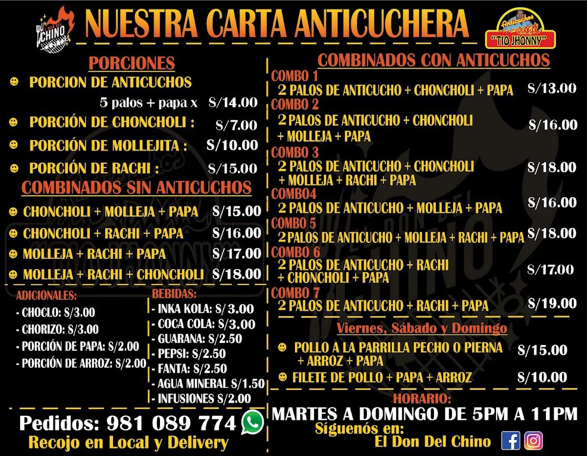 Menu at El Don Del Chino restaurant, Chorrillos