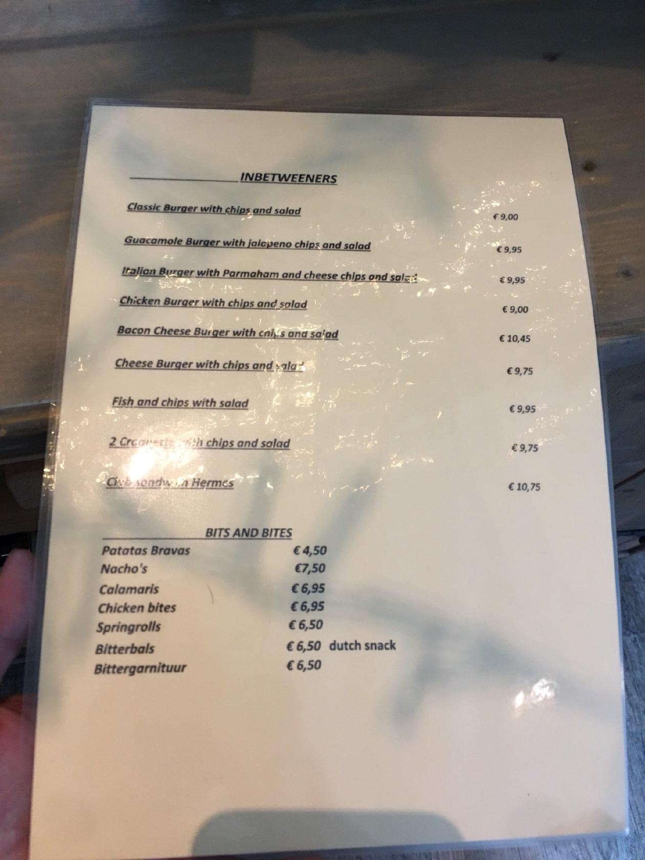Speisekarte von Grand Café Hermes, Amsterdam