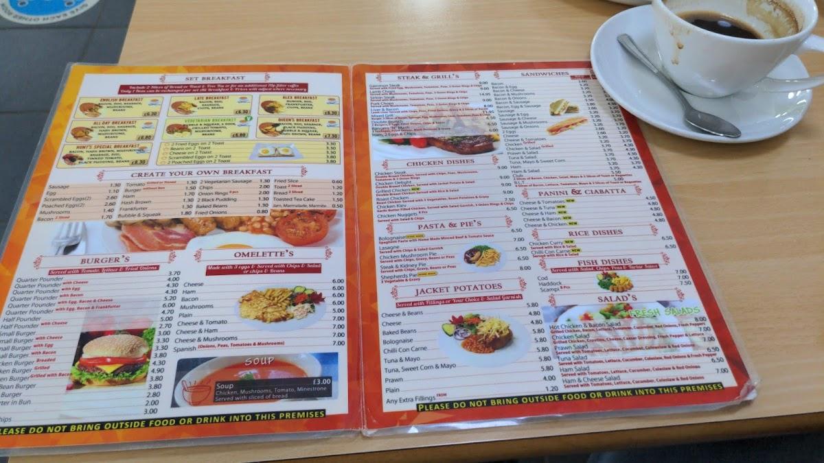 Menu at Hunt's Cafe, Chessington, chessington Business Centre