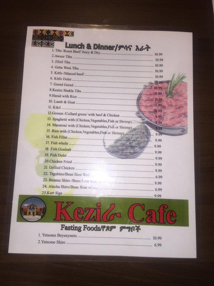 Menu at Kezira Cafe and Restaurant, Garland