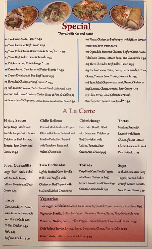 Menu at La Cabana Mexican Restaurant, Redding, Market St