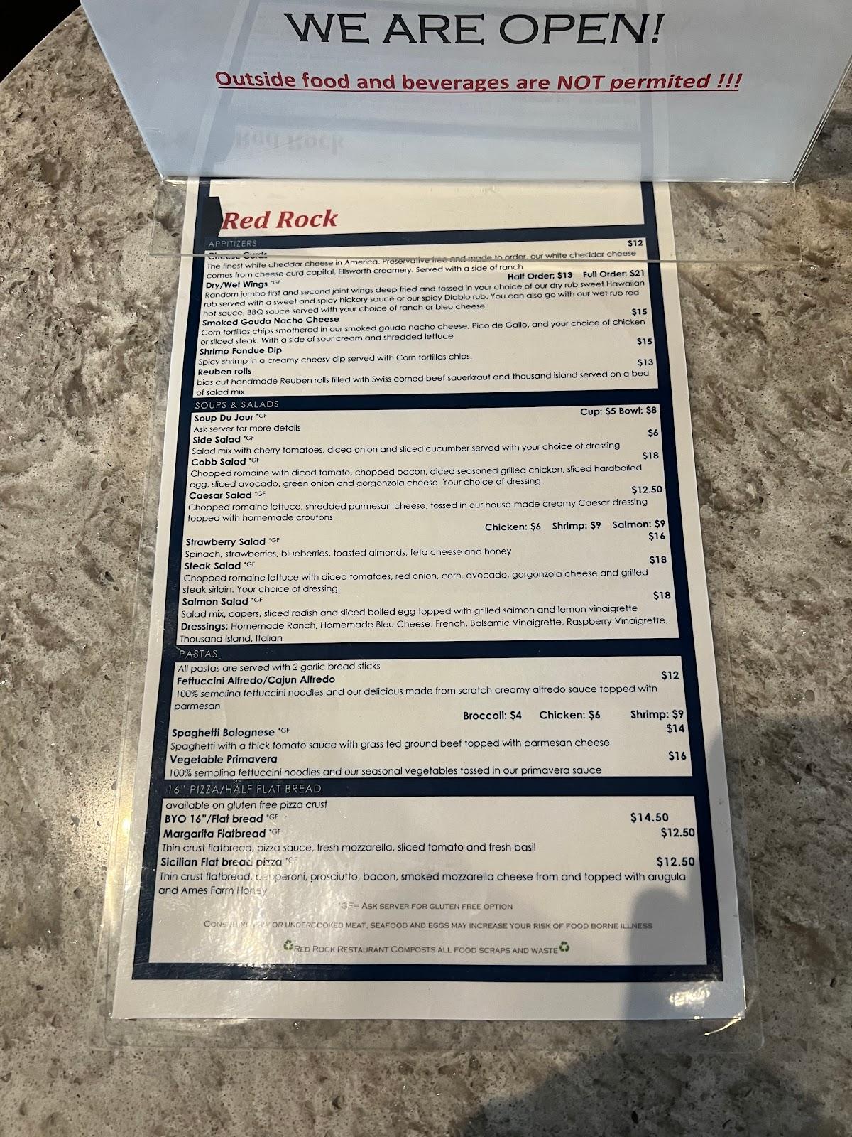 Menu at Red Rock Bar and Grill, Woodbury, 676 Bielenberg Dr