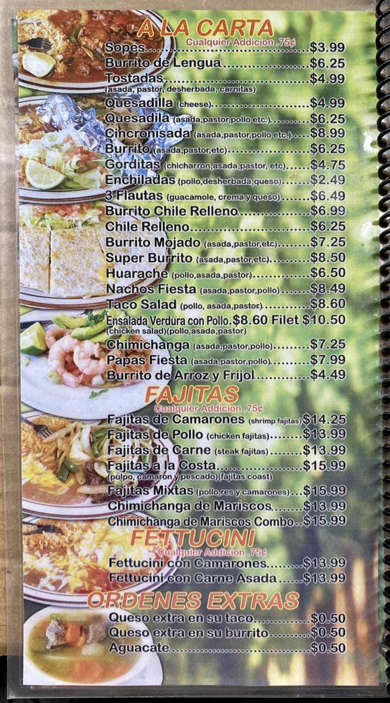 Carta del restaurante Taqueria Tampico, Delano